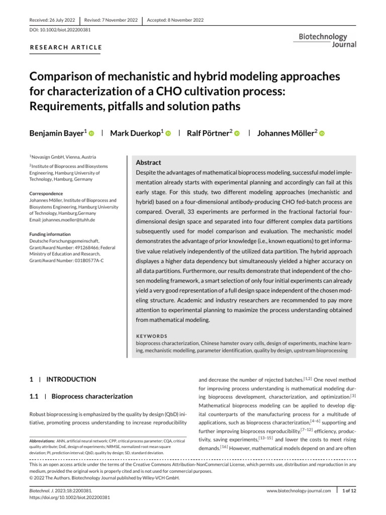 Comparison of Mechanistic and Hybrid Modeling Approaches For Characterization of A CHO ...