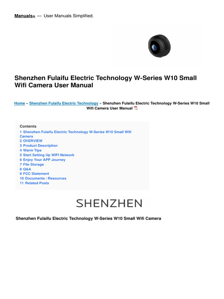 W Series w10 Small Wifi Camera Manual | PDF | Electromagnetic ...