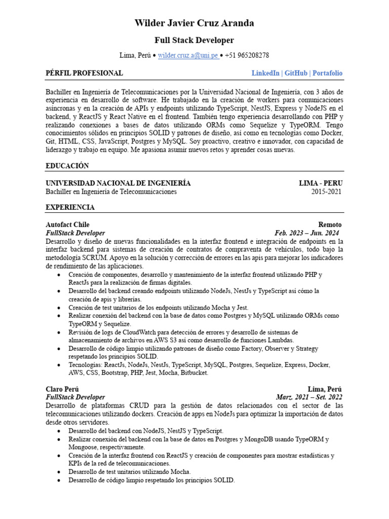 CV Wilder Cruz | PDF