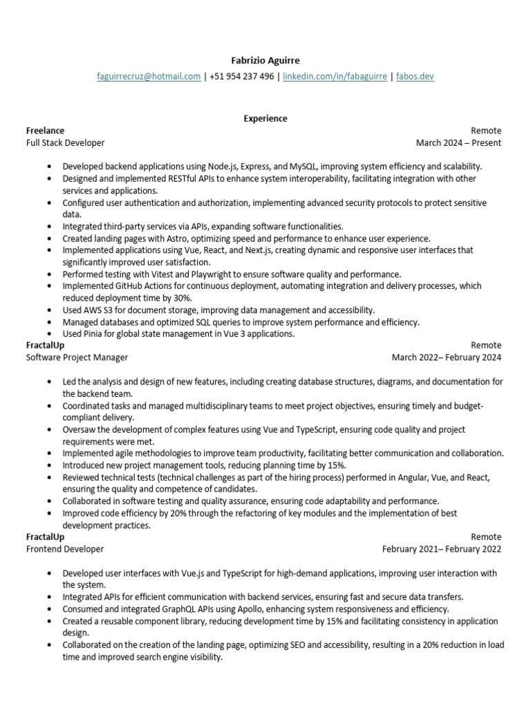 Resume FS Fabrizio Aguirre | PDF