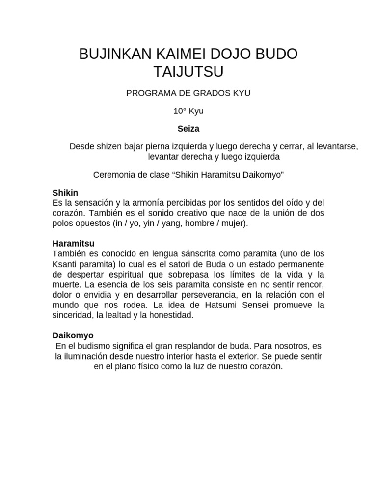 Bujinkan Kaimei Dojo Budo Taijutsu 10kyu | PDF