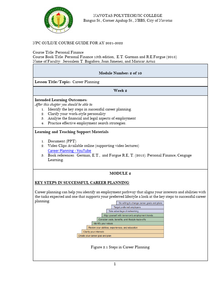 Module 2 Career Planning | PDF