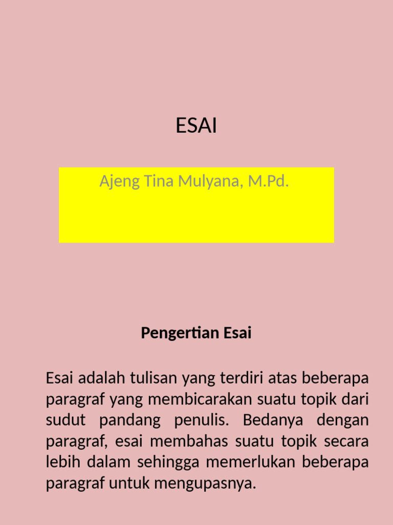 Matkul B Indonesia Materi Tentang Essai | PDF