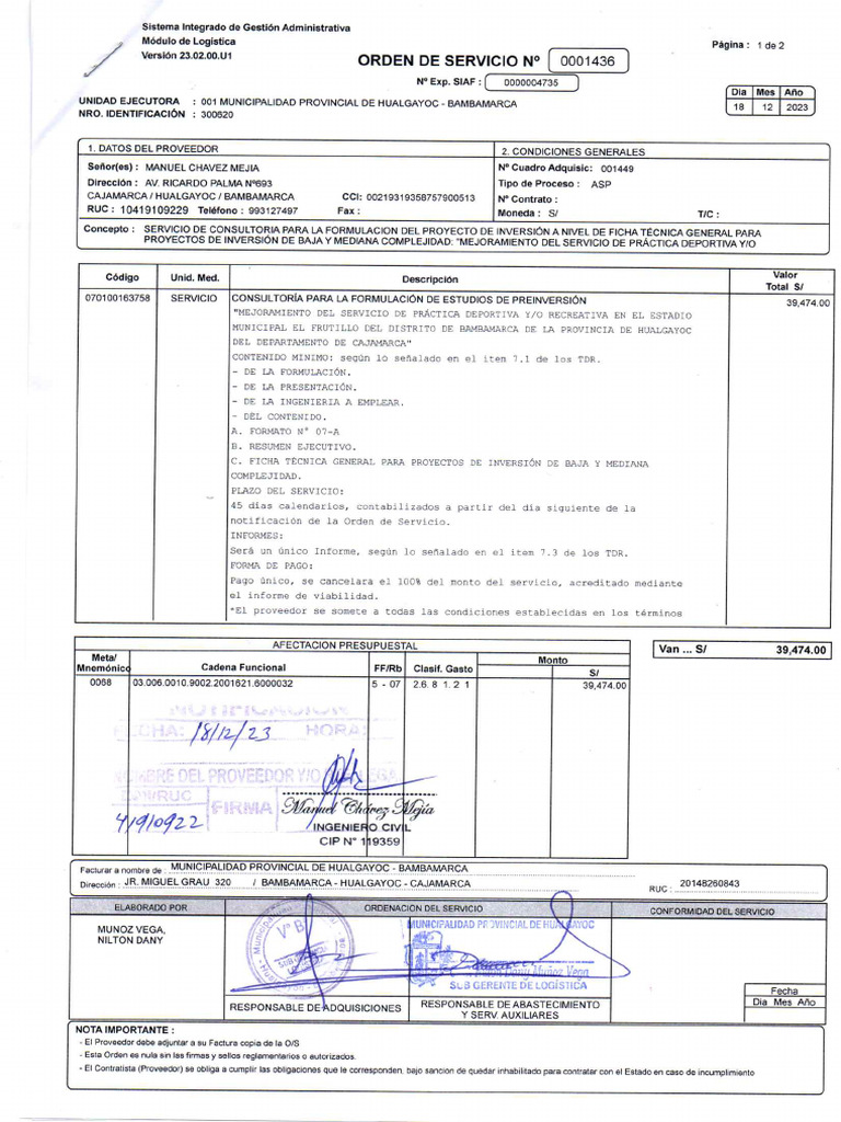 Orden de Servicio | PDF