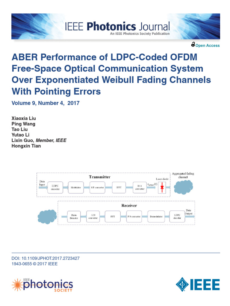 ABER Performance of LDPC Coded OFDM FSOC System Over Exponential ...