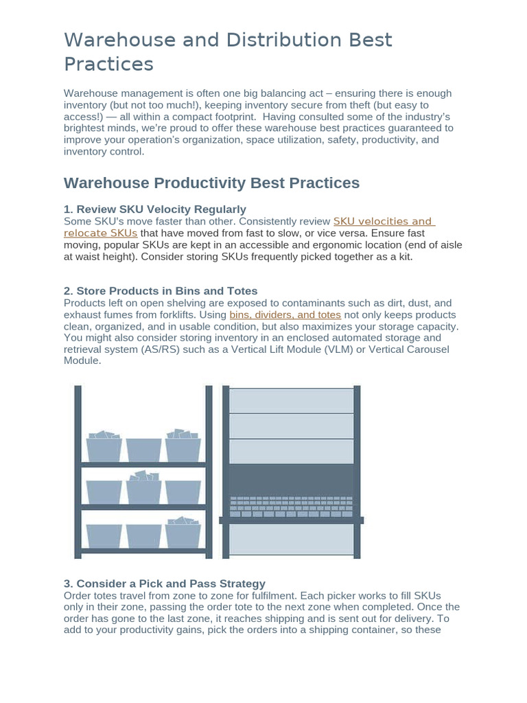 Warehouse and Distribution Best Practices | PDF