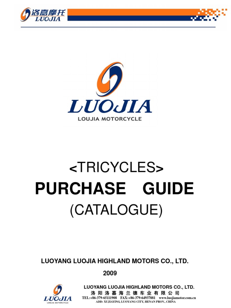 Luojia Motorcycle and Tricycle Catalogue | PDF | Fuel Economy In ...