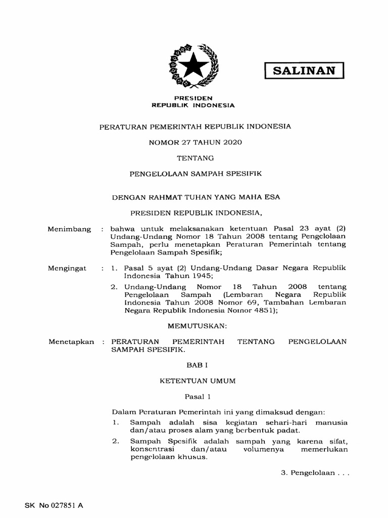 PP Nomor 27 Tahun 2020 Potongan | PDF