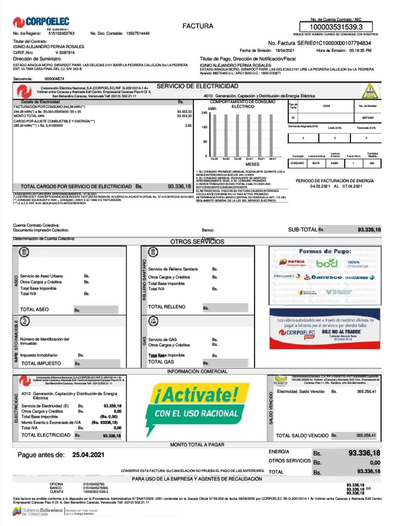 PDF Factura Corpoelec Compress | PDF