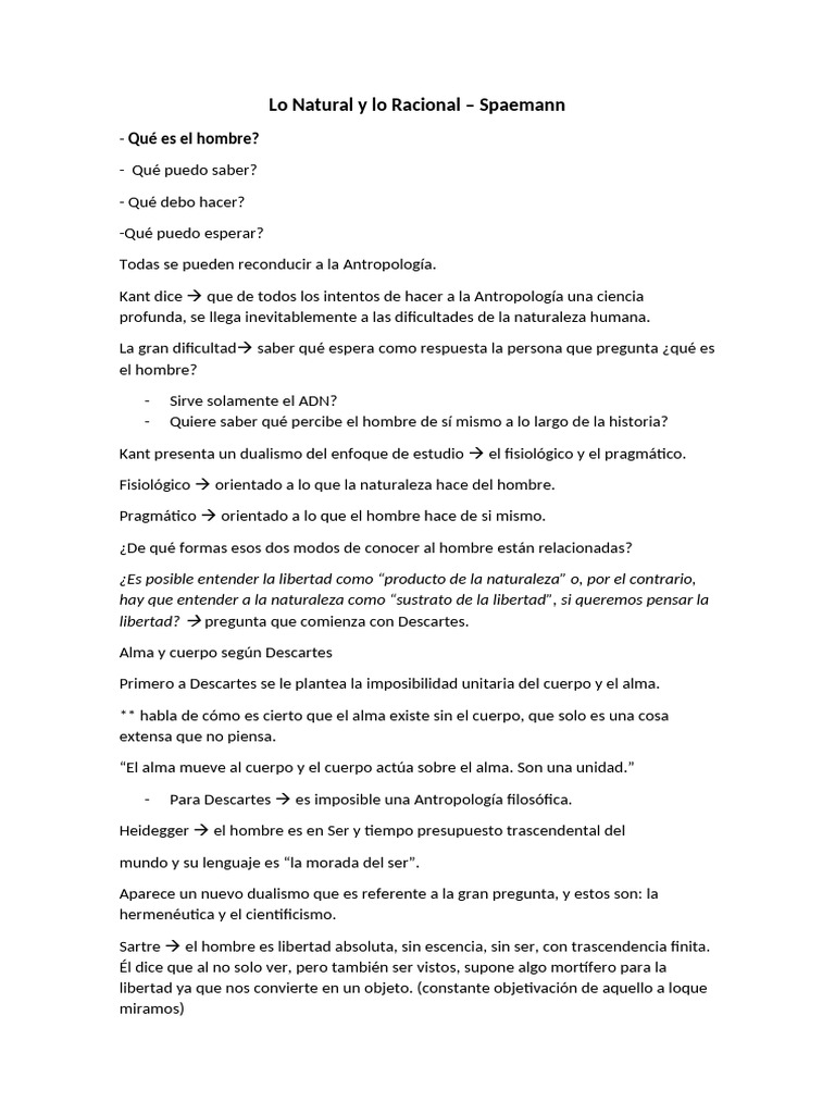 Lo Natural y Lo Racional - Spaemann | PDF