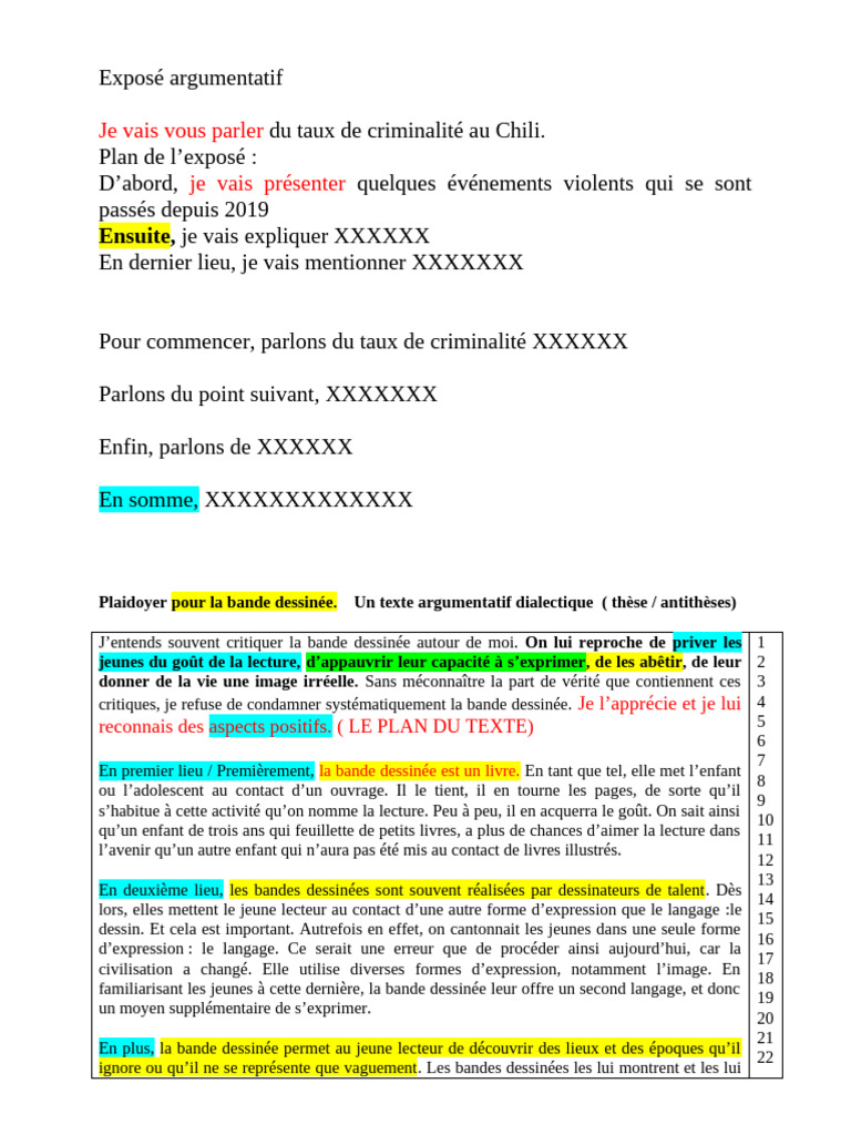 Texte Argumentatif STRUCTURE | PDF