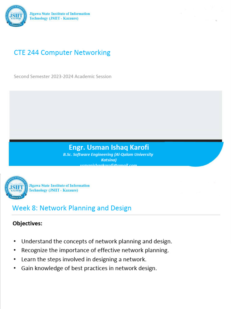CTE 244 Computer Networking: Engr. Usman Ishaq Karofi | PDF | Computer Network | Computer Security