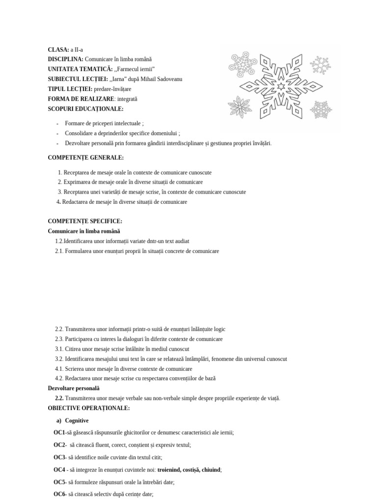 ,,iarna" După Mihail Sadoveanu | PDF