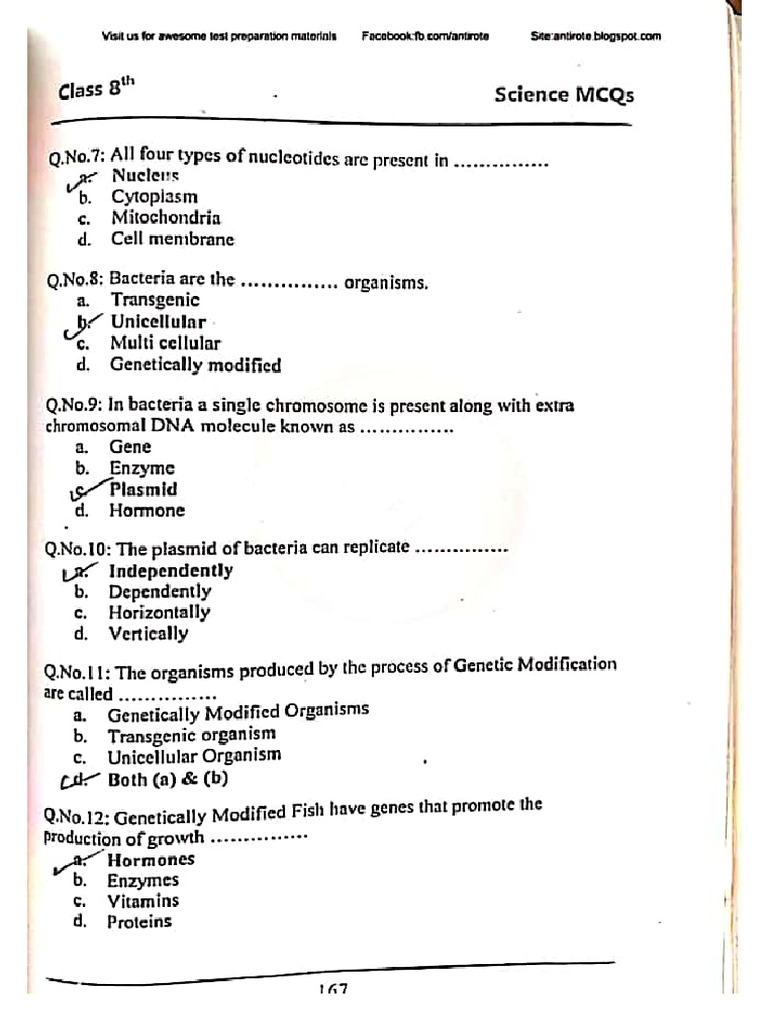 8th Class Science MCQS | PDF