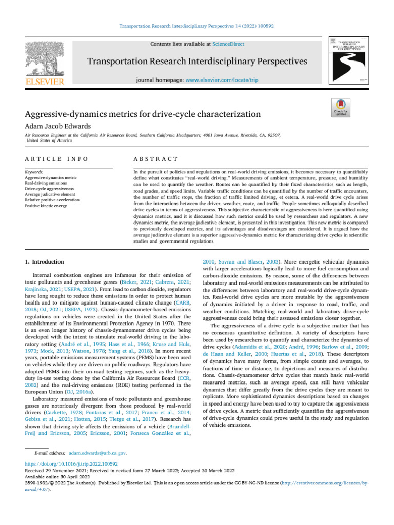 Aggressive-dynamics metrics for drive cycle characterization | PDF