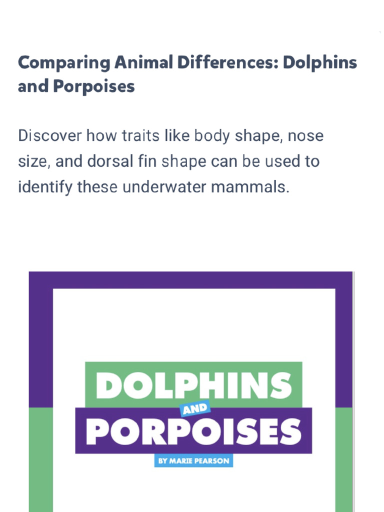 Comparing Animal Differences ~ Dolphins and Porpoises | PDF