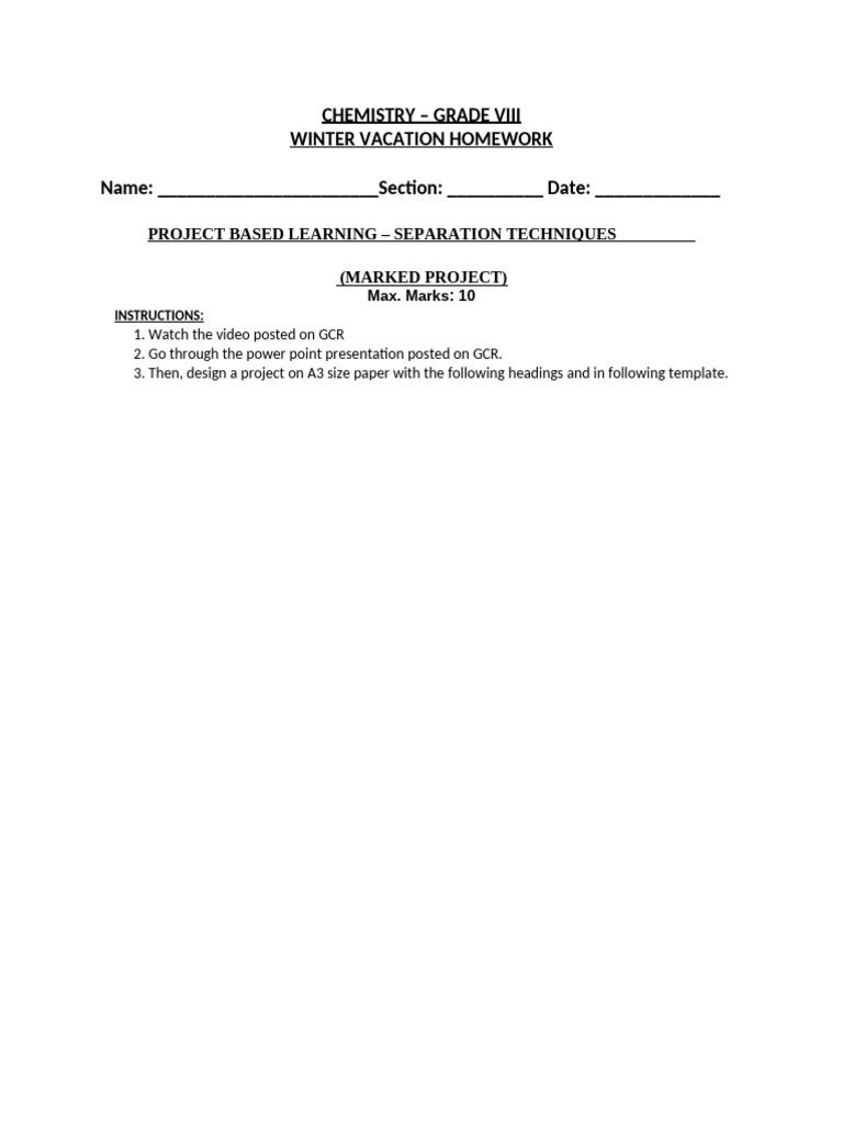 Chemistry Project Seperation Techniques Pdf