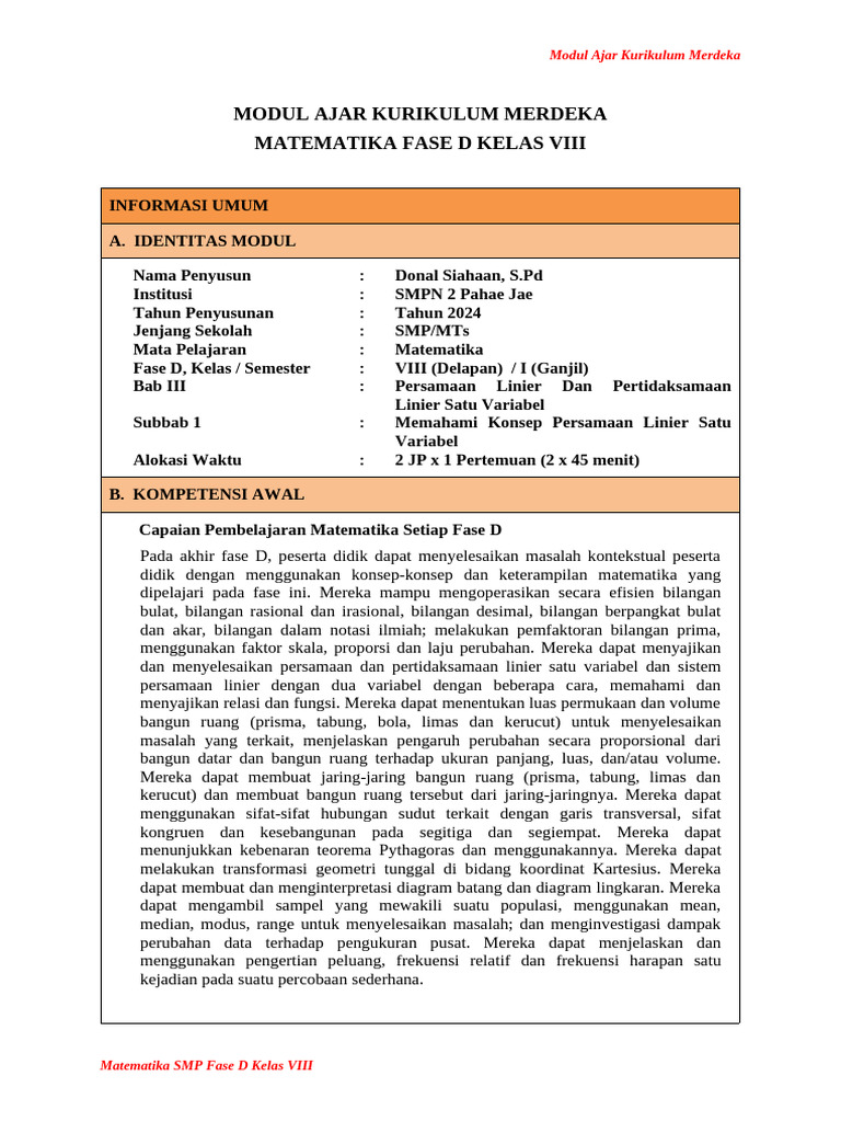 4. MA Bab 3 Persamaan Linier | PDF