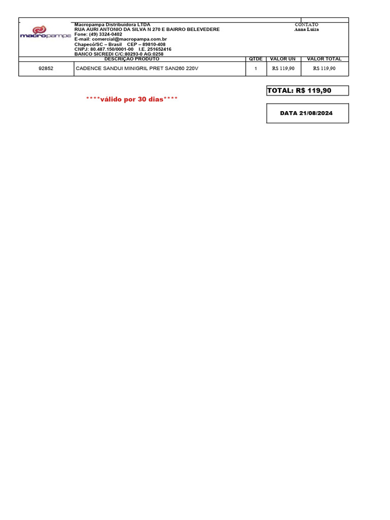 Sanduicheira BRF | PDF