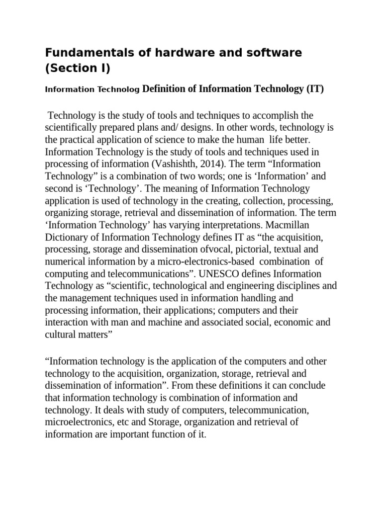 Fundamentals of Hardware and Software | PDF