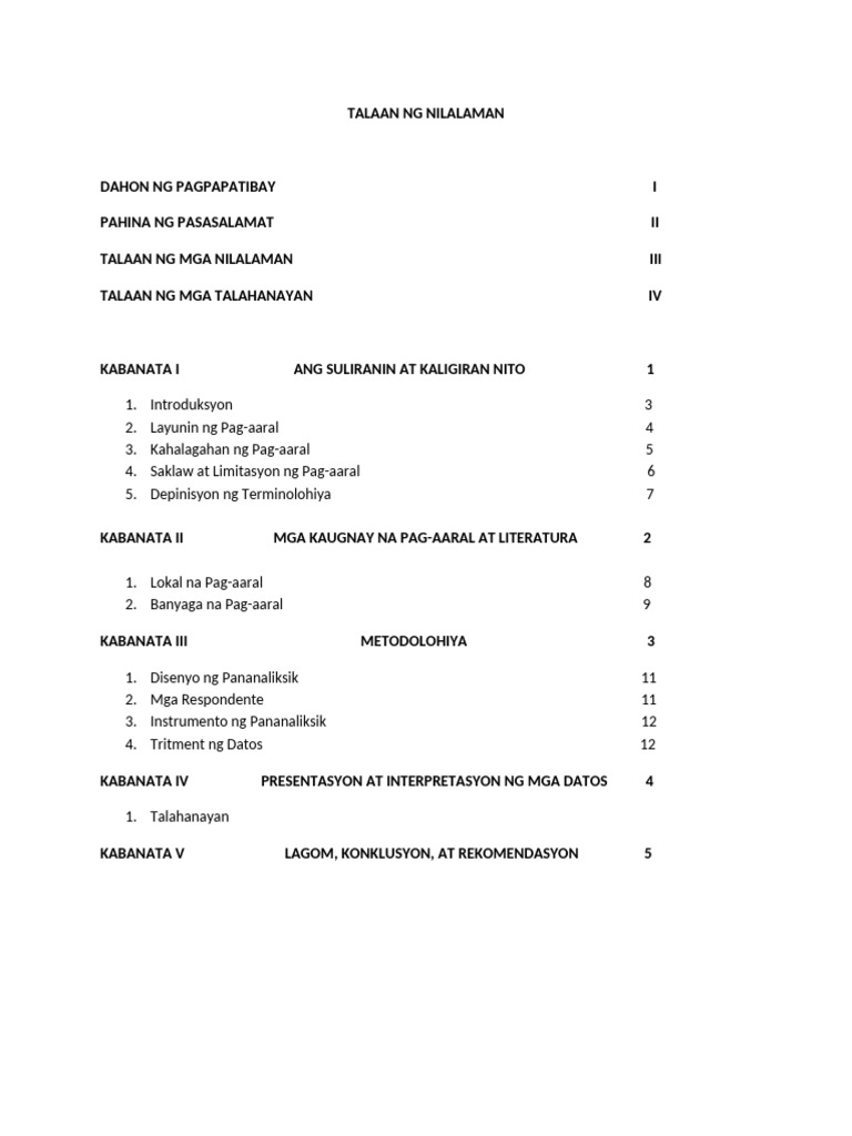 Talaan NG Nilalaman | PDF