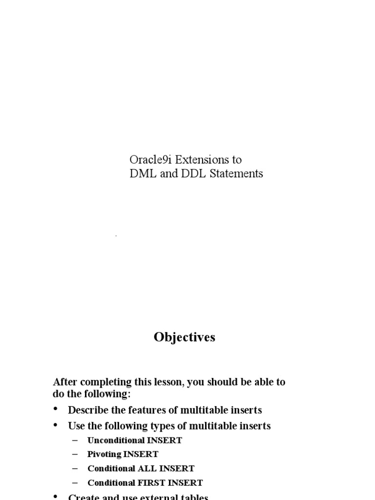 E Computer Notes Oracle9i Extensions To Dml And Ddl Statements Pdf