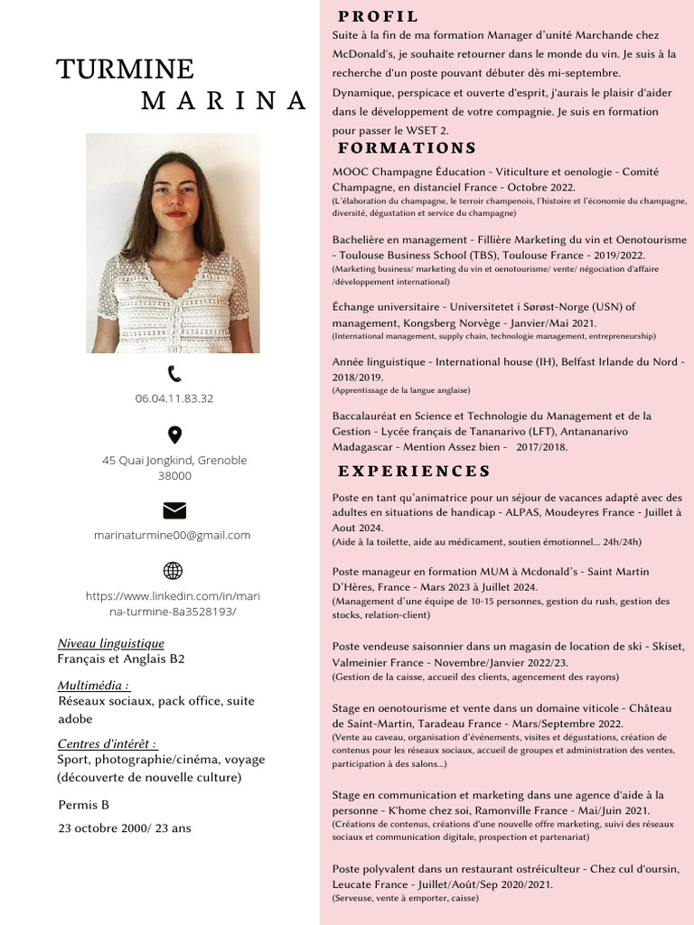 Cv Turmine Marina | PDF