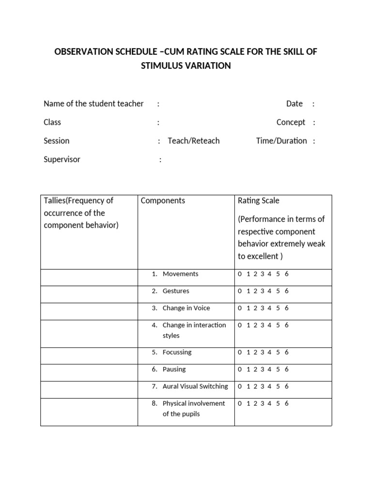 Observation Schedule | PDF