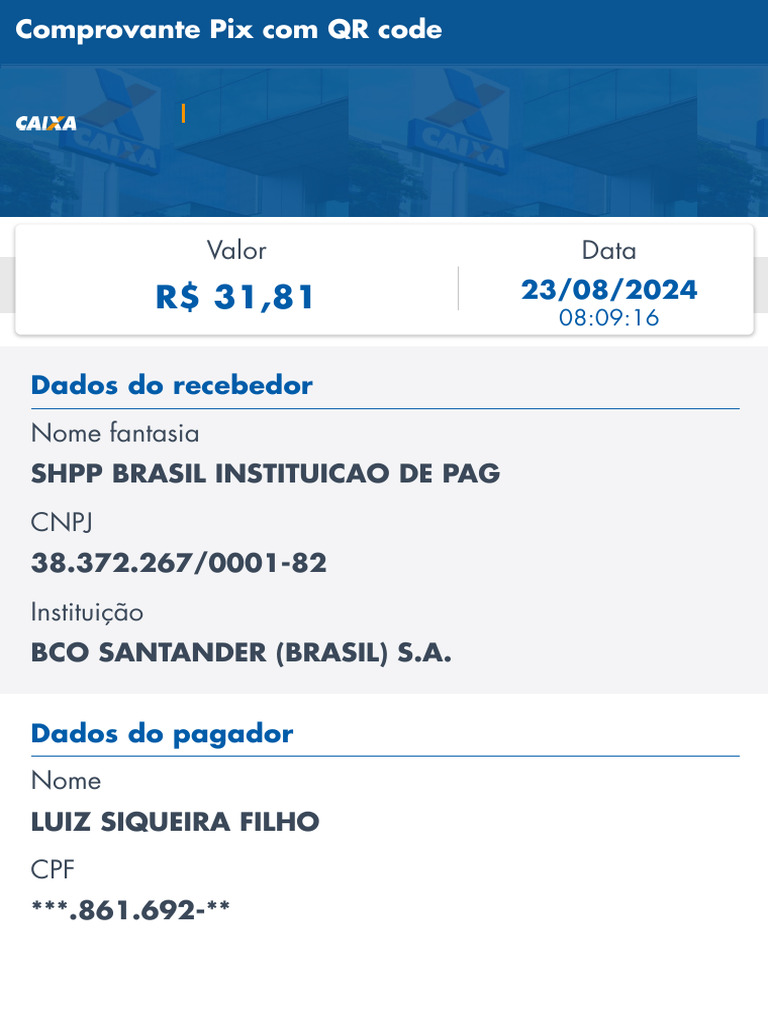 Valor Data: SHPP Brasil Instituicao de Pag 38.372.267/0001-82 Bco ...