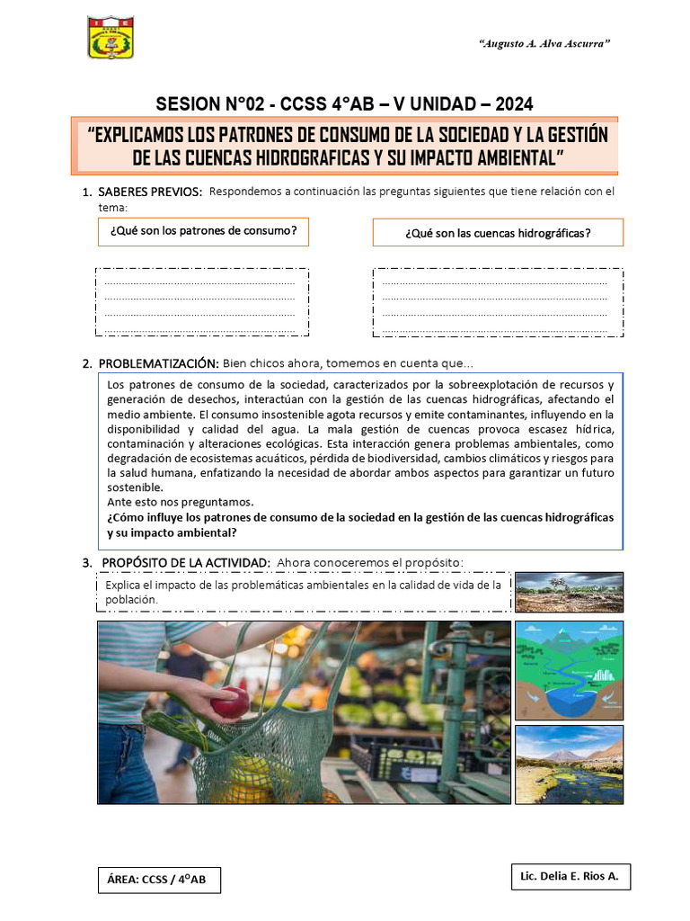 Sesión N°02 - V U - 4°ab - CCSS - 2024 | PDF