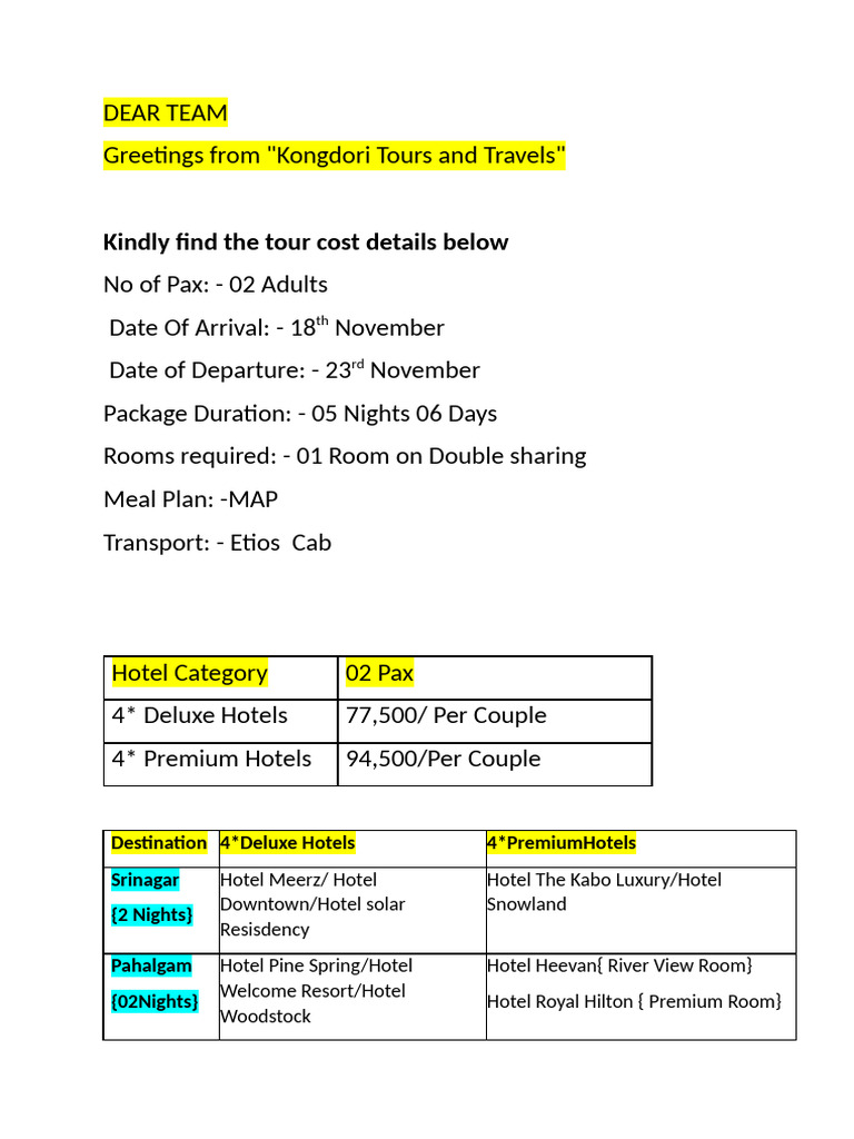 Mr. Dayam Mumbai Ji 2 Pax 01 Room | PDF | Hotel