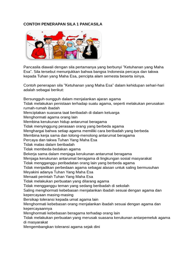 CONTOH PENERAPAN SILA 1 PANCASILA | PDF