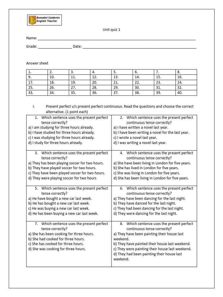 Unit quiz 1 III MEDIO | PDF