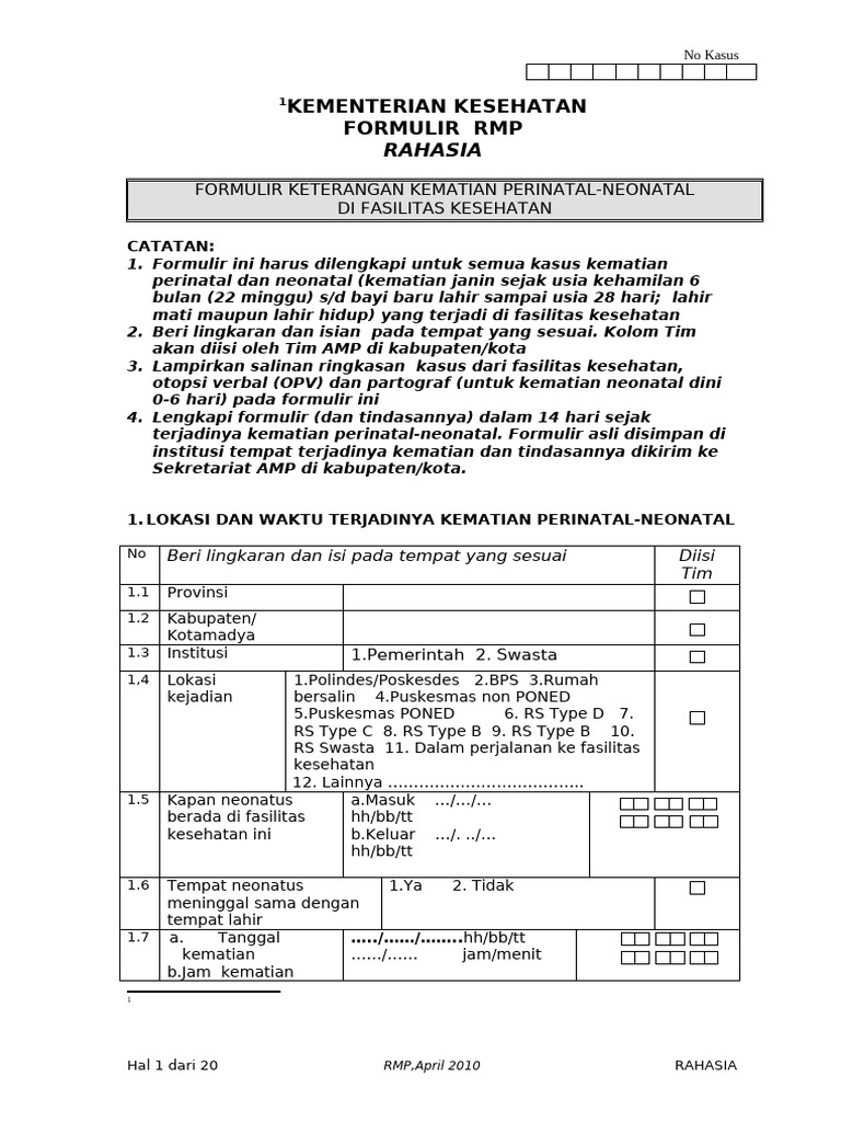 Formulir RMP (Revisi 20100524) | PDF
