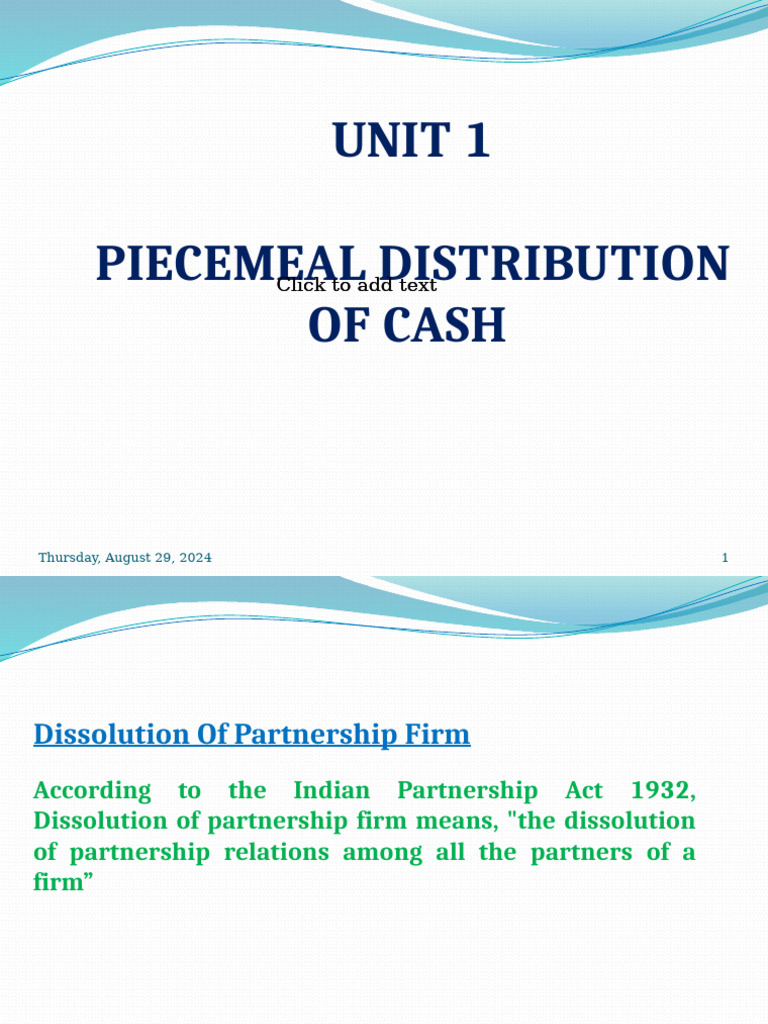 Piecemeal Distribution of Cash | PDF