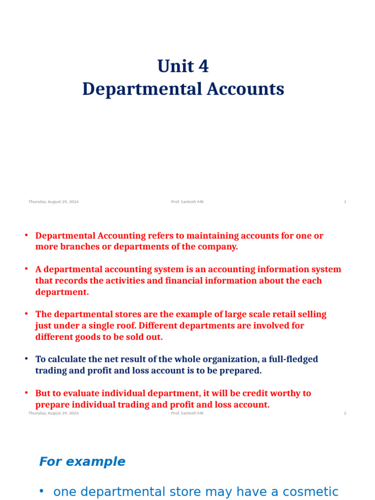 Departmental Accounts | PDF