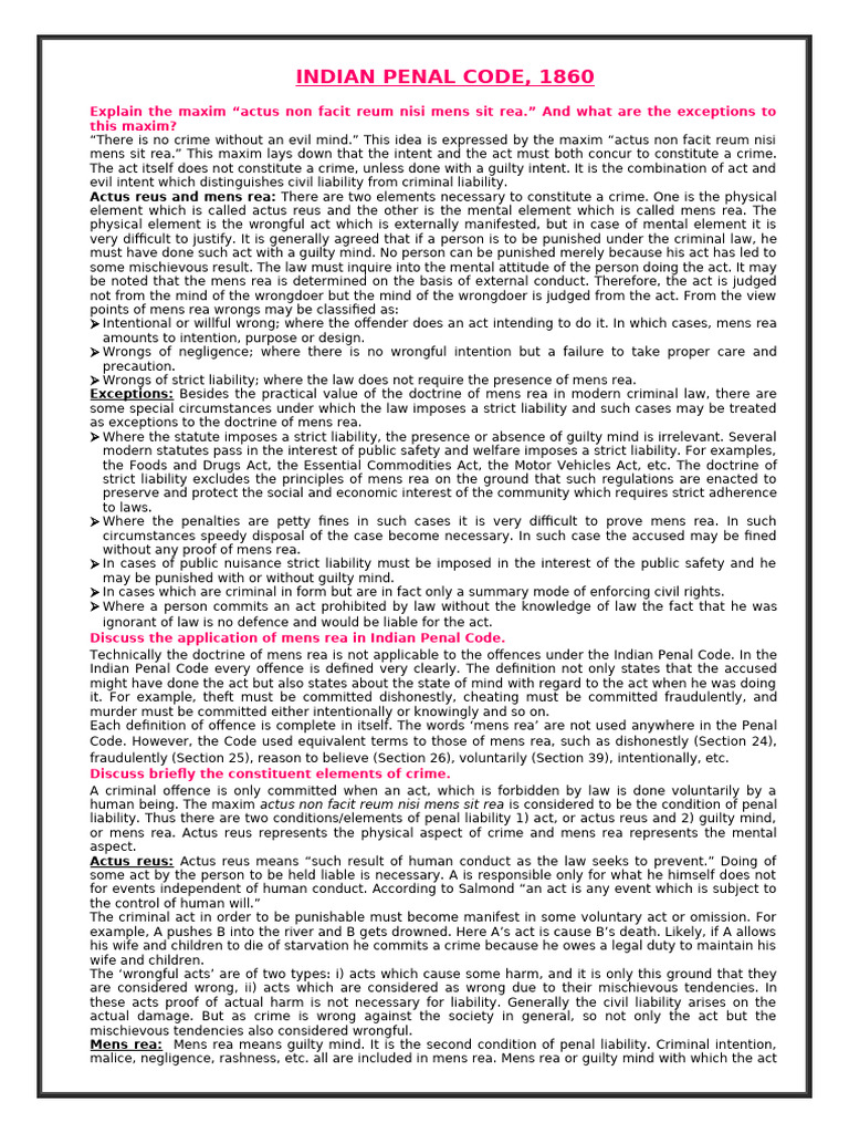 Indian Penal Code | PDF