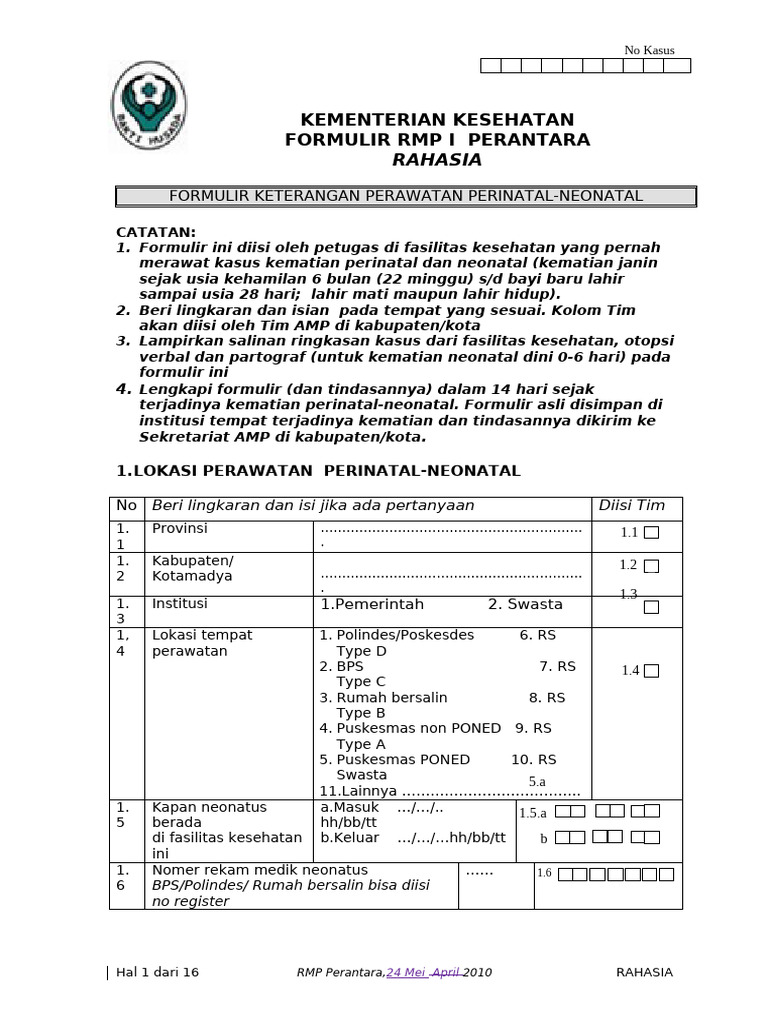 Formulir RMP Perantara (Revisi 20100524) | PDF