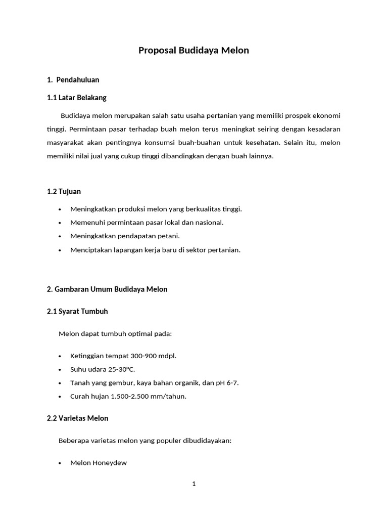 Proposal Budidaya Melon | PDF