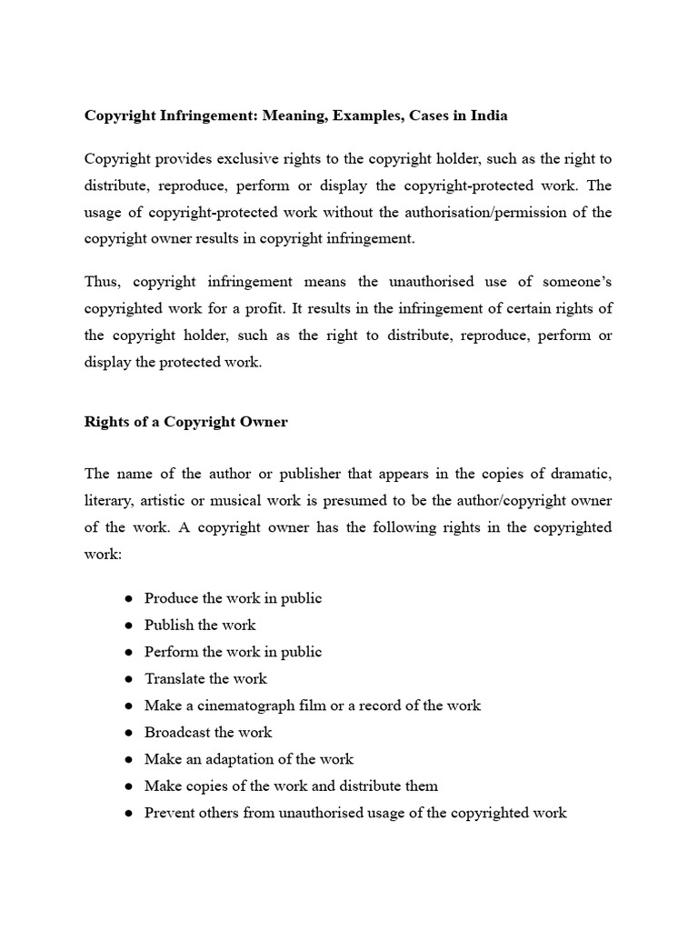 Copyright Infringement | PDF
