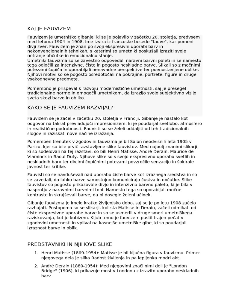 Fovizem Govorni Nastop | PDF