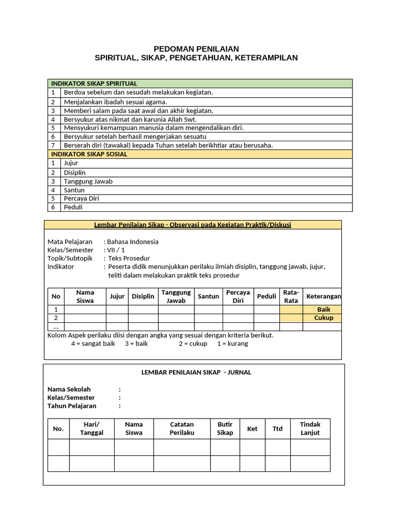 3 Pedoman Penilaian RPP | PDF
