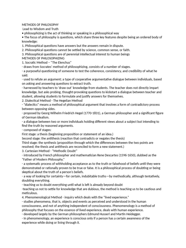 Philosophical Methods for Critical Thinking | PDF | Reason | Philosophy