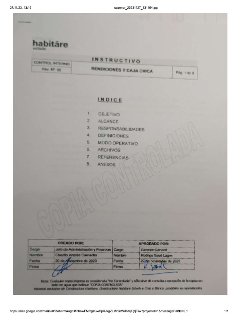 Instructivo Rendiciones y Caja Chica Constructora Habitare V0 | PDF