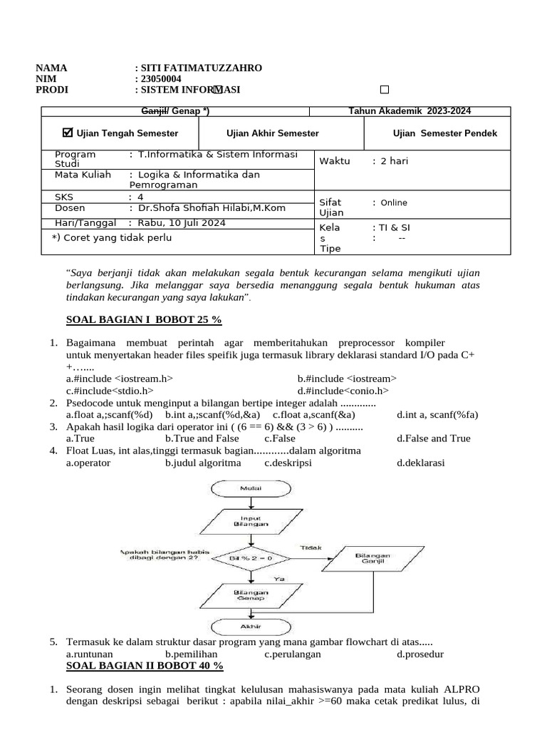 SOAL -UTS -Algoritma&Pemrograman-2024 | PDF