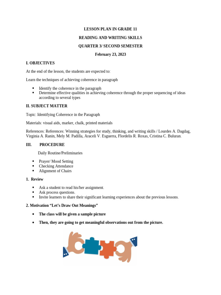 Lessonplangr 11reading-Writingday6edited | PDF