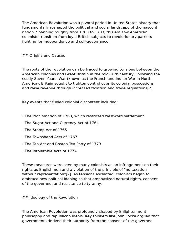 The American Revolution | PDF