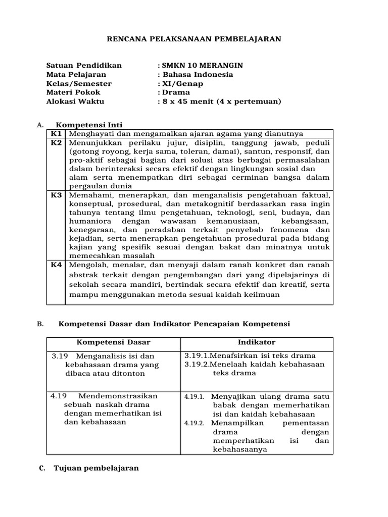 Rencana Pelaksanaan Pembelajaran | PDF