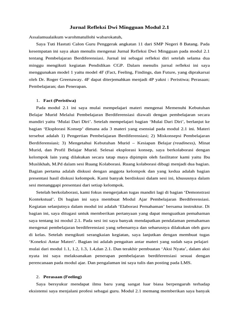 Jurnal Refleksi Dwi Mingguan Modul 2 | PDF