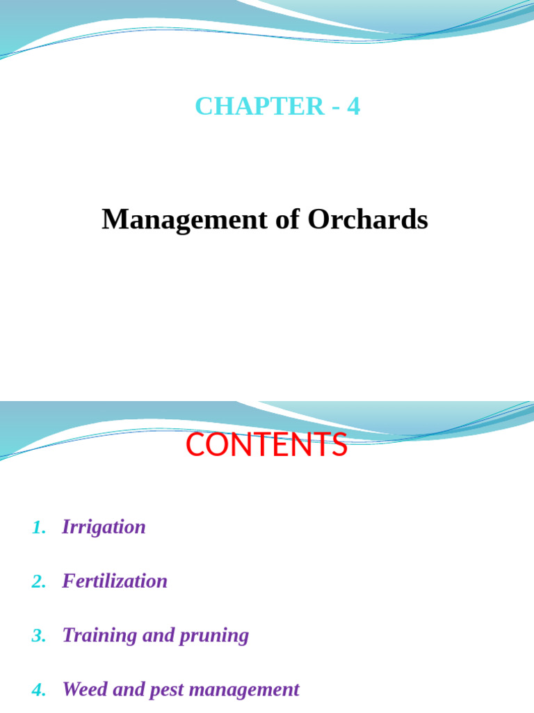Chapter 4 Orchard Management | PDF | Irrigation | Pruning